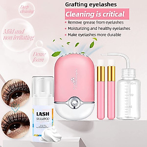 Lash Extension Kit Professional Eyelash Grafting Training Tools Mannequin Head USB Fan Lash Shampoo 0.07D Curl Mix 8-15mm Glue Practice Eyelash Strips Lash Mapping,Exercise Set for Beginner