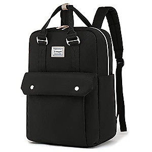 FUXINGYAO Women Laptop Backpack, Durable Travel backpack with Headphone Cable Hole, Anti Theft Backpack for Fits 15.6 Inch Notebook,Black