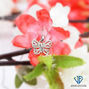 0.25 Carat White Diamond Butterfly Necklace Sterling Silver Necklace for Women – Genuine White Diamond Necklace with Durable . 925 Sterling Silver Chain – Beautiful Butterfly Pendant Necklace Gifts for Women by JEWELEXCESS