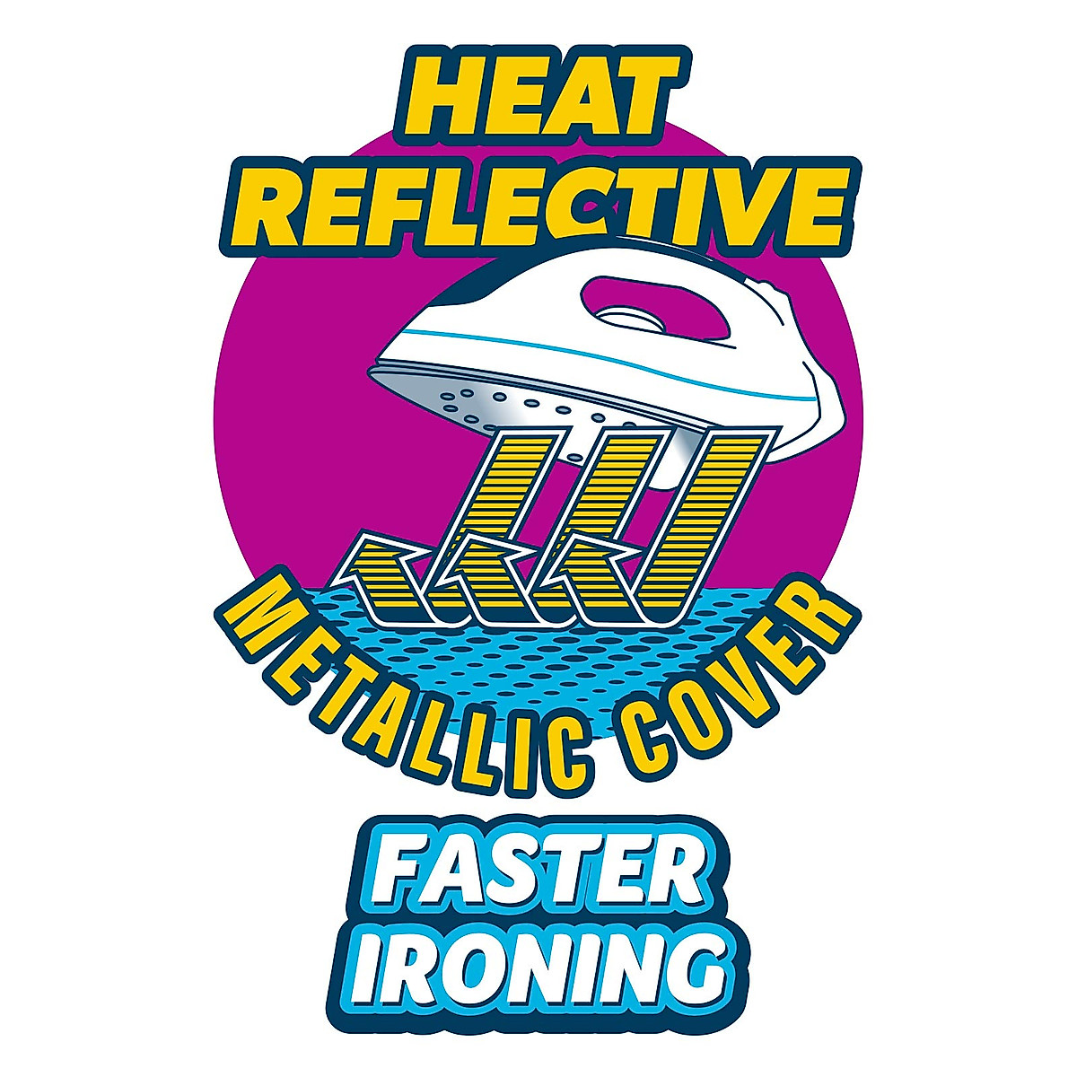 Minky Homecare SmartFit Supersize Reflector Ironing Board Cover with Heat Reflective Surface – Fits Extra Large Ironing Boards up to 57 x 21 Inches (White/Multicolor)