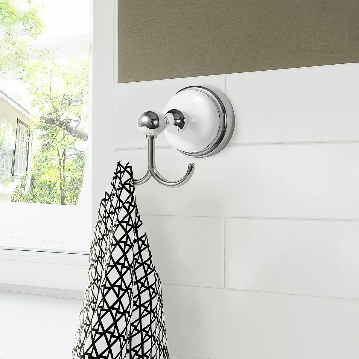 Design House 559260 Savannah Towel and Robe Hook, Polished Chrome and White