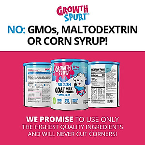 Growth Spurt Goat Milk Toddler Formula – Powdered Goat's Milk Toddler Formula – Lactoferrin, 2'-FL HMO, Prebiotics, Probiotics, Iron, DHA & ARA, Immune Support, Non GMO Infant Baby (12 Pack)