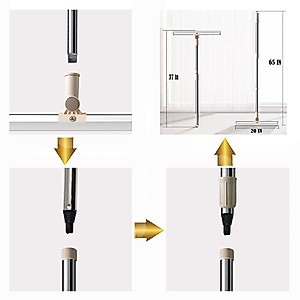 Floor Squeegee 20 inch Silicone Long Handle of 65" for Window Cleaning Shower Squeegee Scrubber Combi with Pole Extendable Telescopic Adjustable Stainless Glass Squeegee Bathroom Shower