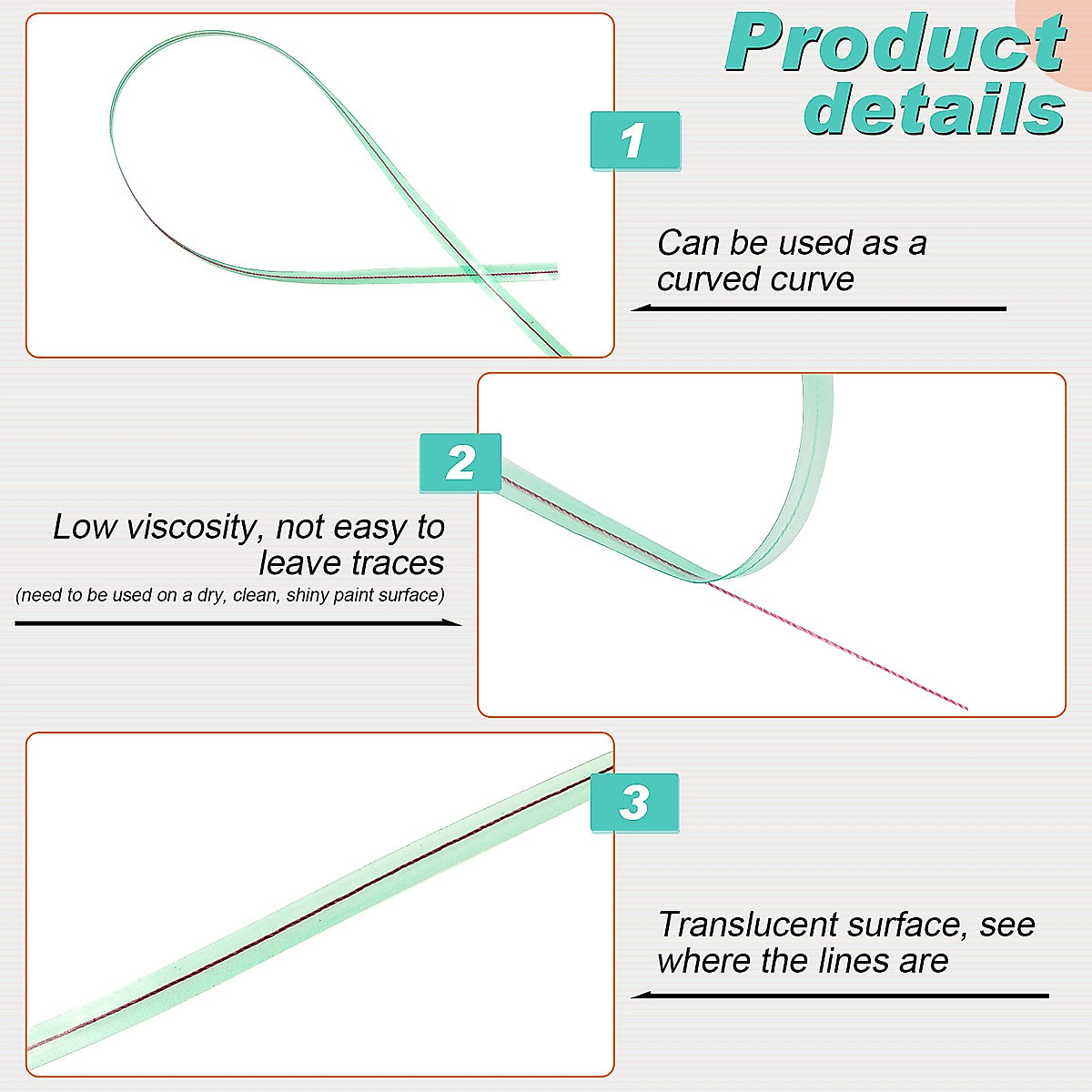 Frienda Vinyl Wrap Cutting Tape Edge Detailer Finish Line Vinyl Wrap Tool Car Wrap Tape for Car Auto Motorcycle Boat Graphic Decal(33 ft)