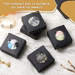 100 Pcs Soap Boxes Soap Wrappers Soap Packaging Candy Boxes Small Black Gift Box Small Cookie Boxes with Window 3x3x1 Gift Boxes for Homemade Soap Making Party Favor Packaging