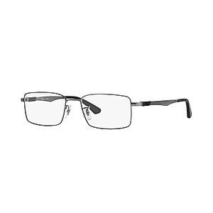Ray-Ban RX6275 Rectangular Prescription Eyeglass Frames, Gunmetal/Demo Lens, 54 mm