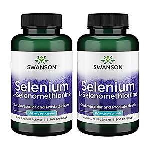 Swanson Selenium (L-Selenomethionine) - Herbal Supplement Promoting Heart Health & Prostate Health - May Support Immune System & Thyroid Health - (300 Capsules, 100mcg Each) 2 Pack