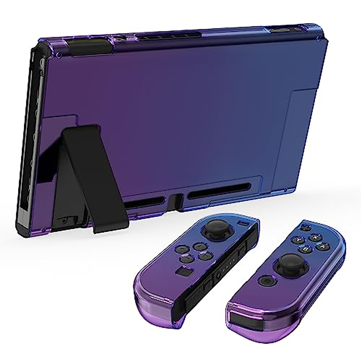 eXtremeRate PlayVital Back Cover for Nintendo Switch Console, Handheld Controller Protector Hard Shell for Joycon, Dockable Protective Case for Nintendo Switch - Gradient Translucent Bluebell