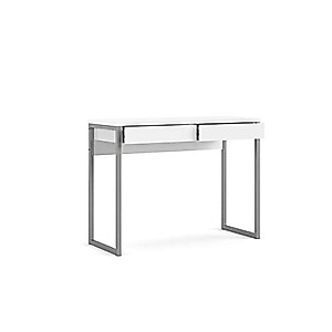 Tvilum 2 Drawer Desk, White High Gloss