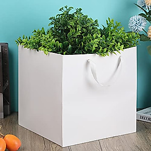 Yahenda 24 Pcs 12 x 12 x 12 Inch Large White Kraft Paper Gift Bags with Handles Square Gift Bags Bulk, Large Shopping Merchandise Bags, Wedding Bags, Birthday Party Favor Bag Goodie Craft Retail Bag