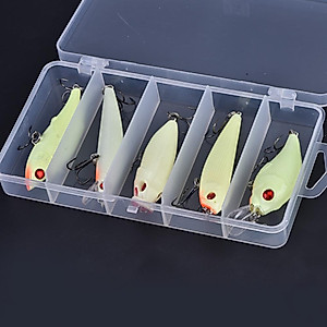 OUKENS 5pcs Luminous Fishing Lures,ABS Hard Baits with Treble Hook Tackle Accessory for Bass Trout Walleye Redfish Saltwater Freshwater