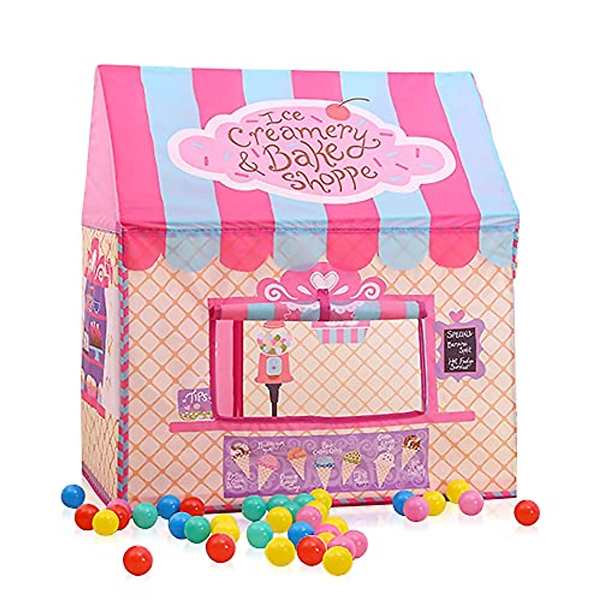 SweHouse Kids Play Tents for Boys Tent for Kids Indoor and Outdoor Tent Boys and Girls Toys Children Indoor Playhouse for Kids Gifts for Christmas Birthday (Pink Ice Cream House)