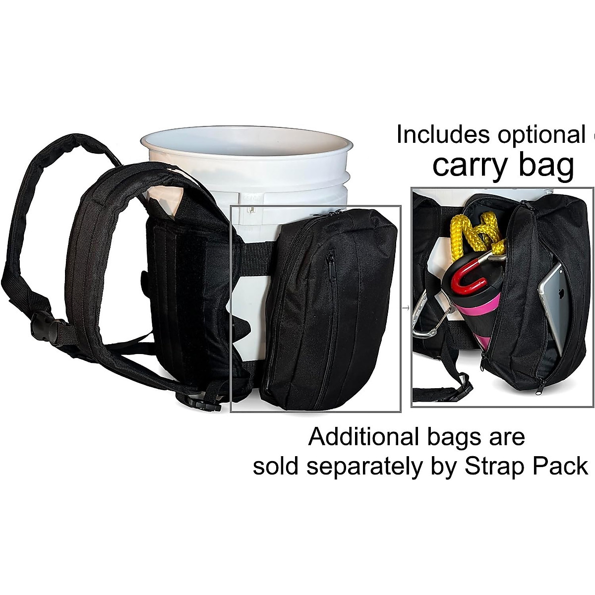 Backpack for 5 Gallon Buckets for Ice Fishing, Picking Apples and Sports