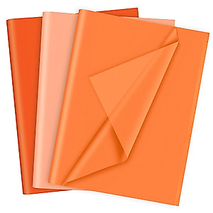 PLULON 60 Sheets Thanksgiving Day Halloween Orange Tissue Paper Bulks, Gift Wrap Tissue Paper Sheets for Packaging Birthday Gift Wrapping Paper Birthday Wedding Holiday Paper Flower