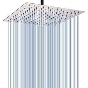 Voolan Rain Shower Head - High Flow Large Rainfall Shower Heads Made of Stainless Steel - Waterfall Bathroom Square Showerhead - Ceiling or Wall Mount (12" Chrome)