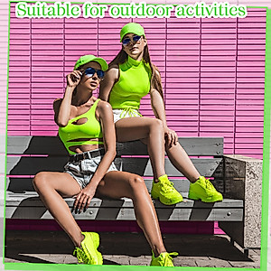 Cozypower 4 Pcs Neon Hats for Women Men Cotton Hat Adjustable Neon Hat for Outdoor Activities Season (Baseball Hat)