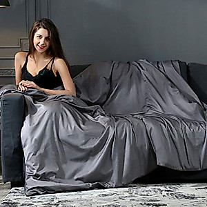 DECOSY Removable Duvet Cover for Weighted Blanket 丨 100% Cotton Duvet Cover 丨 Machine-Washable Cover for Heavy Blanket 丨 48"x72", Dark Gray