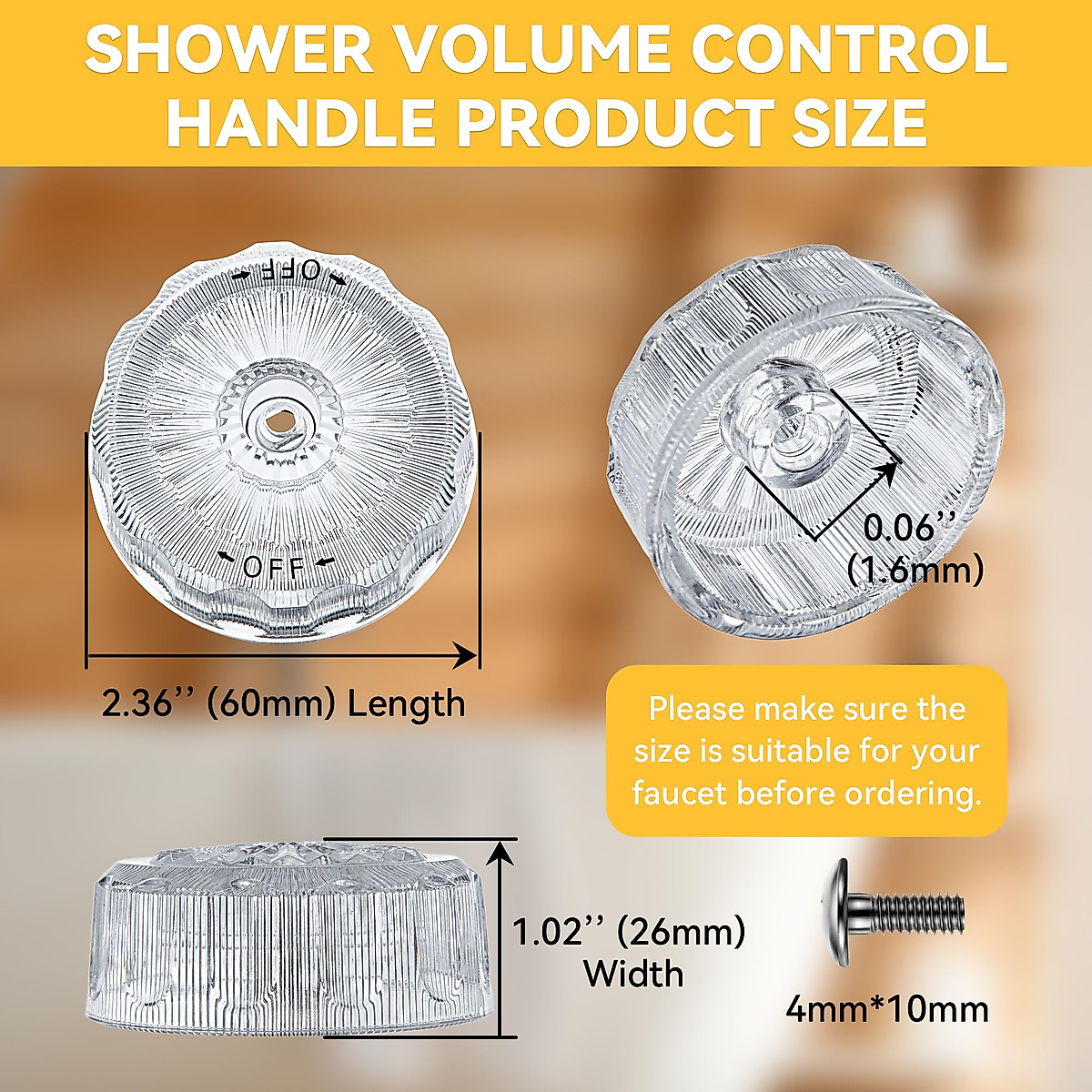 Dreyoo 1 Set Replacement for MXT11 Temperature and Volume Handles Compatible with Mixet Tub and Shower Knob Replacement Acrylic Shower Volume Control Handle Bathtub Hot Cold Temperature Control Part