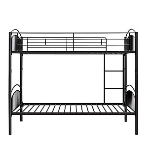 Metal Bunk Bed Frame for Kids, Twin Over Twin with headboard and Footboard (Black)