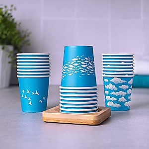 300 Ct 3 oz. Small Ecofriendly Disposable Paper Cups for Bathroom, Espresso Cups, with Ecofriendly Wooden Cup Holder and Biodegradable Small Bathroom Trashbags, Mouthwash Cups