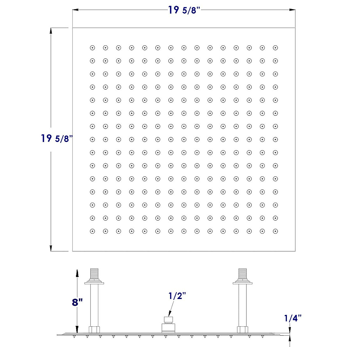 ALFI brand RAIN20S Square Ultra Thin Rain Shower Head, Polished Stainless Steel, 20-Inch