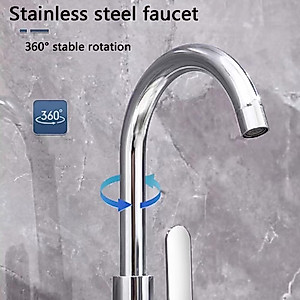 NILZA Free Standing Utility Sink Stainless Steel Outdoor Sink, Commercial Restaurant Kitchen Sink Single Bowl Laundry Sink, Commercial Sink with Faucet (Color : Cold, Size : 53 * 38cm)