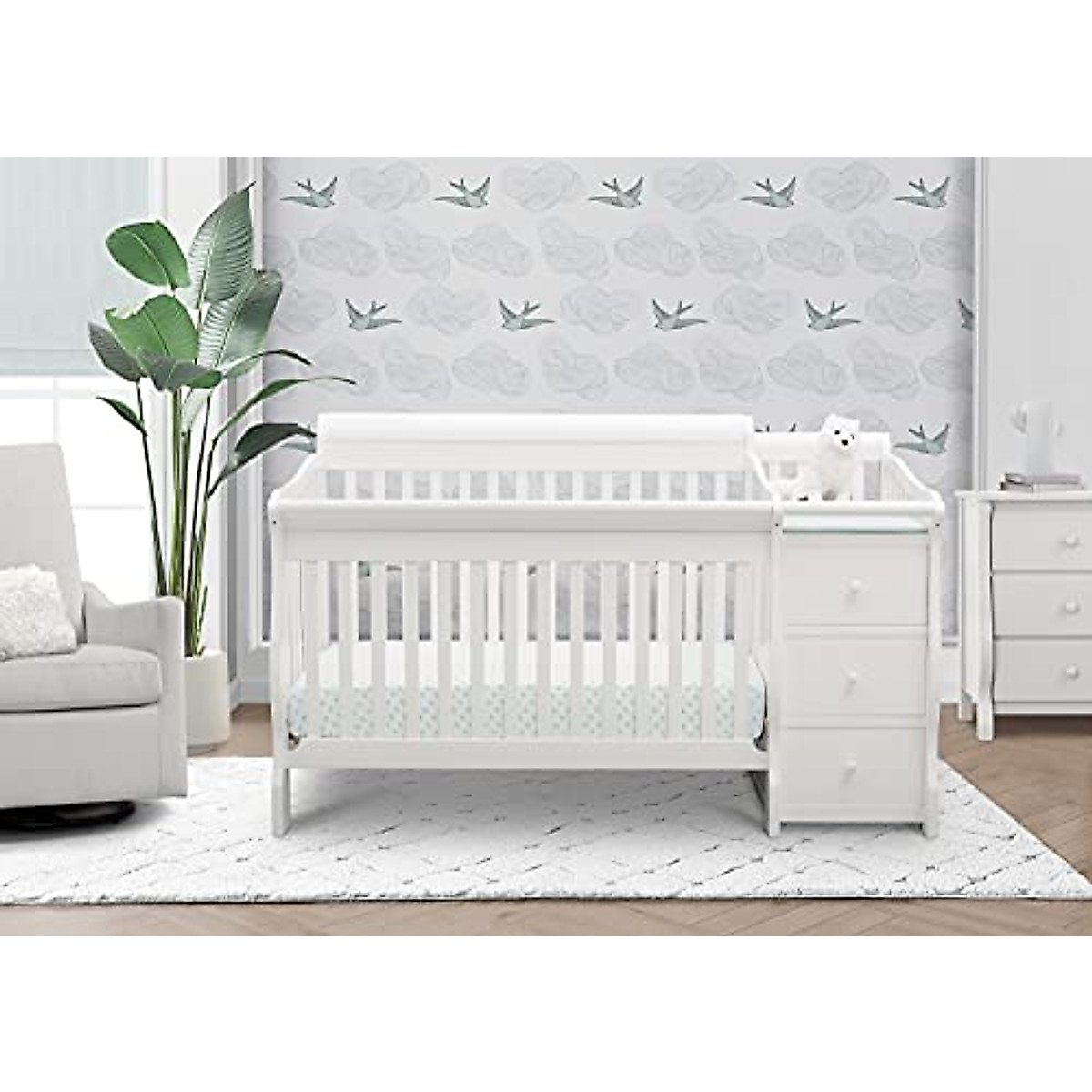 Delta Children Princeton Junction Convertible Crib N Changer, Bianca White