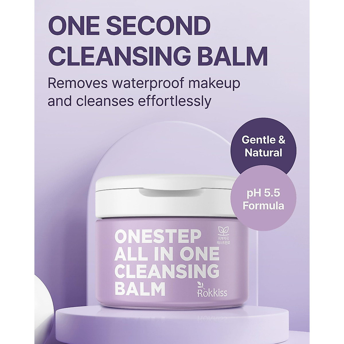 ROKKISS One-Step Cleansing Balm (5.1fl oz) - pH-Balanced Gentle Daily Facial Cleansing and Makeup Remover. Shea Butter, Grapefruit and Peach Extracts.
