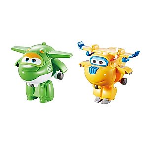 Super Wings - 2" Transform-a-Bots 2-Pack Donnie and Mira Airplane Toys Vehicle Mini Action Figure | Plane to Bot | Fun Preschool Toy Planes for 3 4 5 Year Old Boys and Girls | Birthday Gifts for Kids