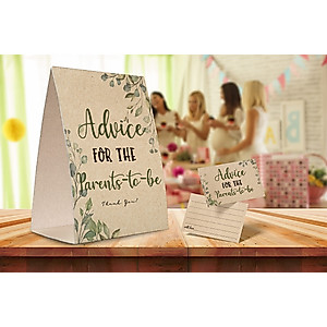 Advice for the Parents-to-Be Sign, Baby Shower Advice Game Kit (1 Standing Sign + 50 Advice Cards), Baby Showers Decorations-NPZAD02