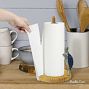 Turtle Paper Towel Holder, Kitchen Countertop Paper Towels Holder, Wooden Paper Towel Holder, Coastal Sea Turtle Decor, Blue Beach House Decor // Rustic Lane