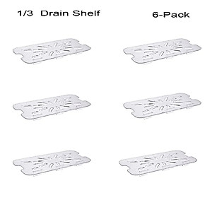 LUSTON 6-Pack Plastic Drain Tray, 1/3 Size Drain Shelf,NSF,Commercial Drain Shelves, Catering Food Pan Drain Tray