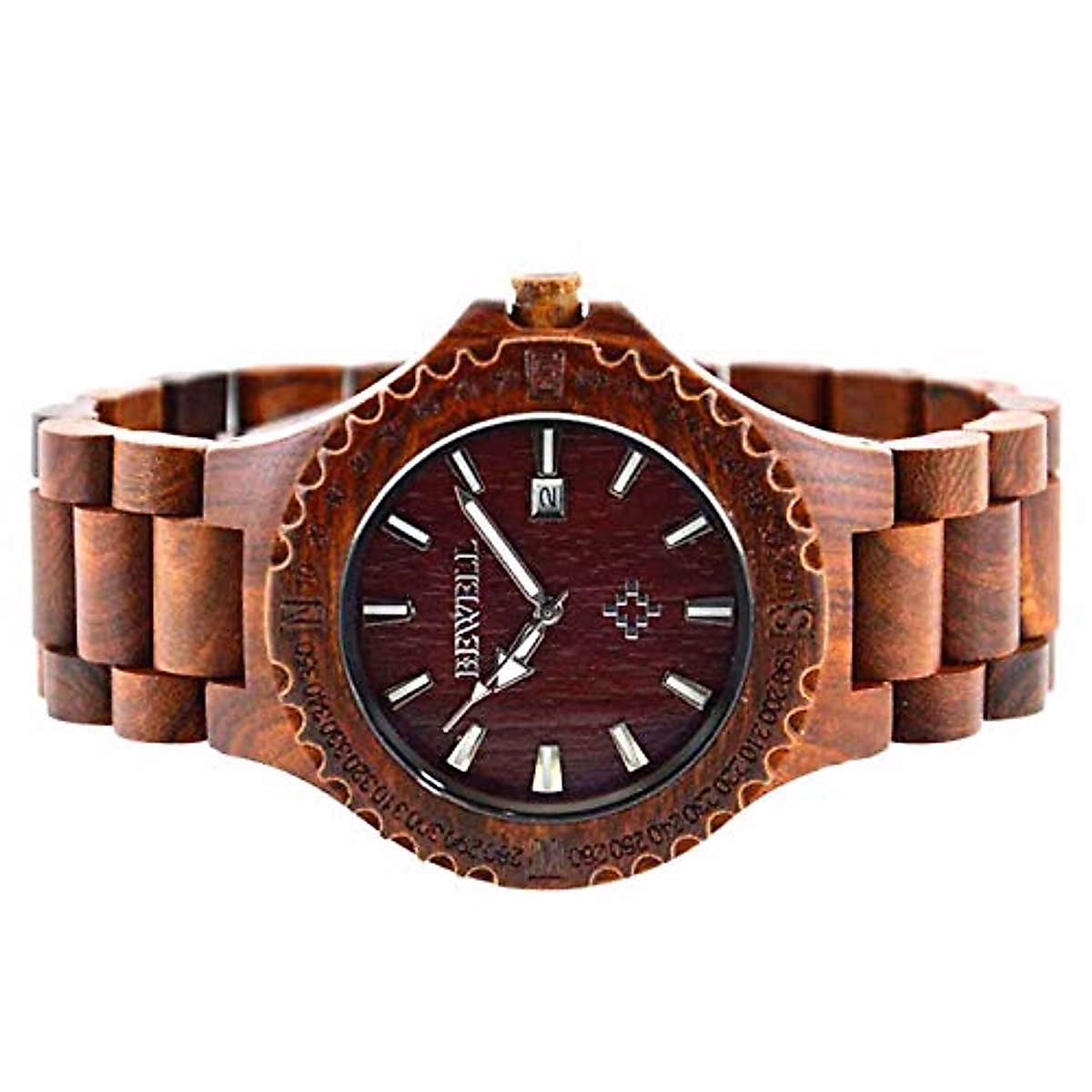 Natural Wood Watch for Men,Quartz Chronograph Unique Wood Wristwatch with Date + Box