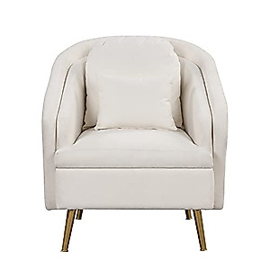 Goohome Mid Century Modern Accent Chair Single Sofa Comfy Upholstered Armchair Living Room Furniture, ReadingChair with Lumbar Pillow and Metal Legs for Bedroom, Lounge