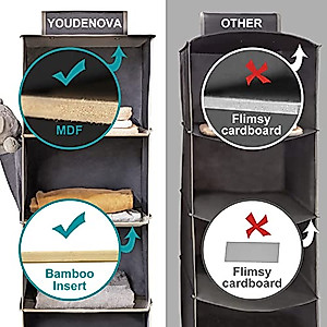 YOUDENOVA 4-Shelf Hanging Closet Organizer & Two 3-Shelf Separable Closet Hanging Shelves