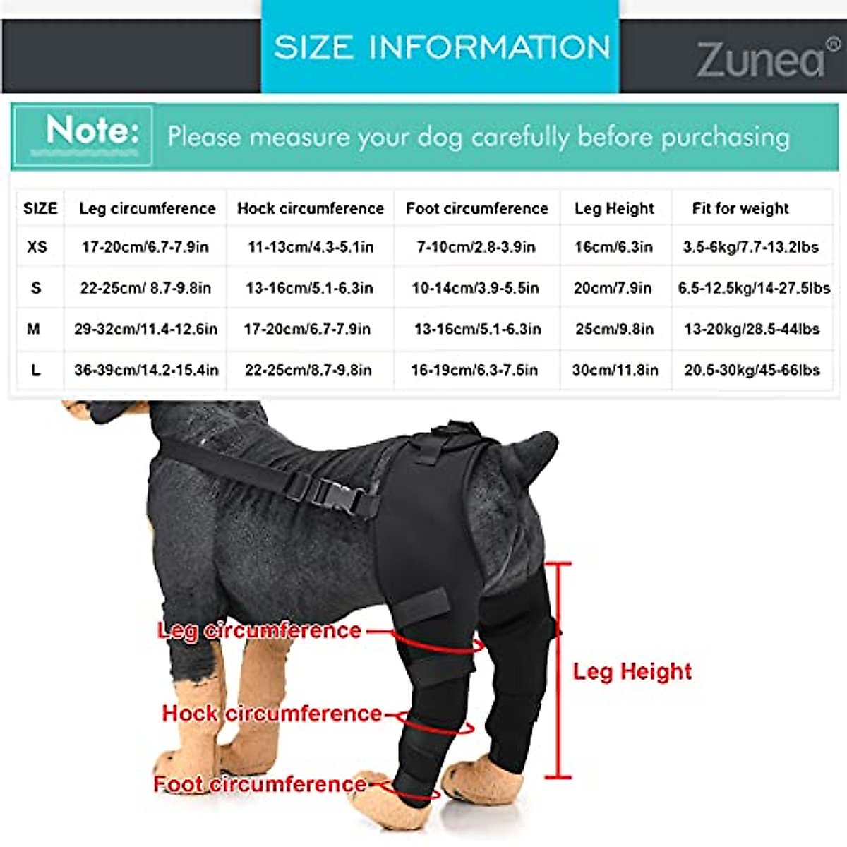 Zunea 1Pair Dog Leg Brace for Hind Leg ACL CCL Tear Canine Rear Hock Joint Brace Dogs Back Legs Compression Sleeve Wrap Protector and Extra Support for Wound Injury and Sprain Healing of Arthritis S