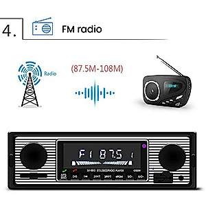 Classic Bluetooth Car Stereo, Car MP3 Smart Player Vehicle Stereo, MP3 FM Auto Car Radio Stereo, Hands-Free Calling Dual Knob Audio Car Multimedia Player, Support FM/USB/SD/AUX