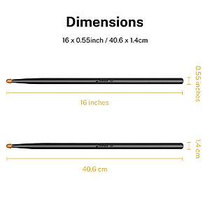 Donner Drum Sticks, 5A Drumsticks Classic Maple Wood Black Drumsticks With Storage Bag, 2 Pairs