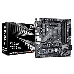 ASROCK B450M PRO4 R2.0 Socket AM4/ AMD B450/ DDR4/ SATA3&USB3.2/ M.2/ Micro ATX Motherboard