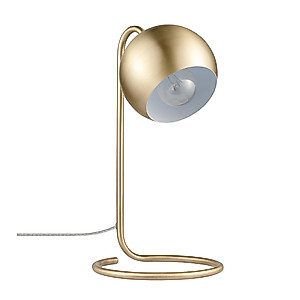 Globe Electric 52885 15" Desk Lamp, Matte Brass, White Inner Shade, Modern, Home Décor, Lamp for Bedroom, Home Office Accessories, Desk Lamps for Home Office, Desk Light, Desk Lamp White Shade