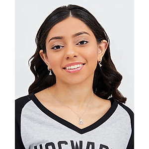 Harry Potter Jewelry for Women, Sterling Silver Deathly Hallows Pendant Necklace, 18" Chain