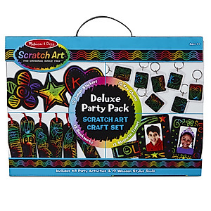 Melissa & Doug Scratch Art® Deluxe Party Pack Craft Set – 12 Jumbo Stickers, 12 Key Chains, 12 Bookmarks, 12 Magnetic Frames, 12 Stylus