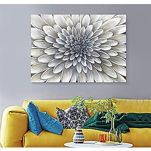 Yihui Arts White Flower Wall Painting Hand Painted Floral Pictures Artwork For Living Room Decoration