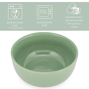 Elanze Designs Bistro Glossy Ceramic 6.5 inch Dinnerware Bowls Set of 4 - Perfect for Everyday uses from Soup, Pasta, Salad, Cereal, Ice cream, Ramen and Pho, Sage Green