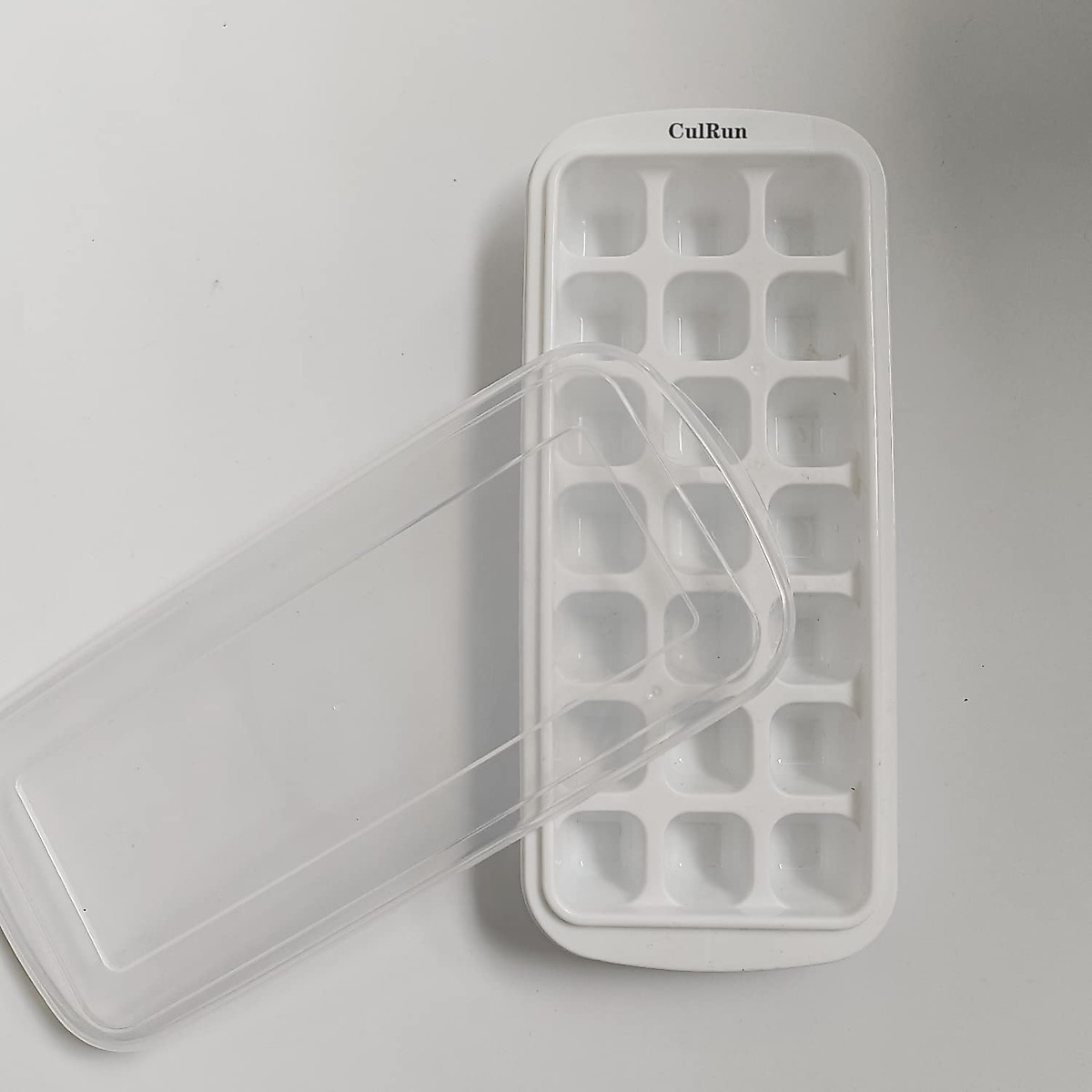CulRun- Ice cube molds for refrigerators, Easy-Release Silicone & Flexible 21-Ice Cube Trays with Spill-Resistant Removable Lid
