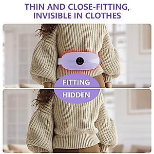 kissleaf Protable Heating Pad for Period Cramps,Cordless Menstrual Heating Pad with 3 Heat Levels and 3 Vibration Massage Modes, for Period Pain,Best Gifts for Her, Women and Girl (Purple)