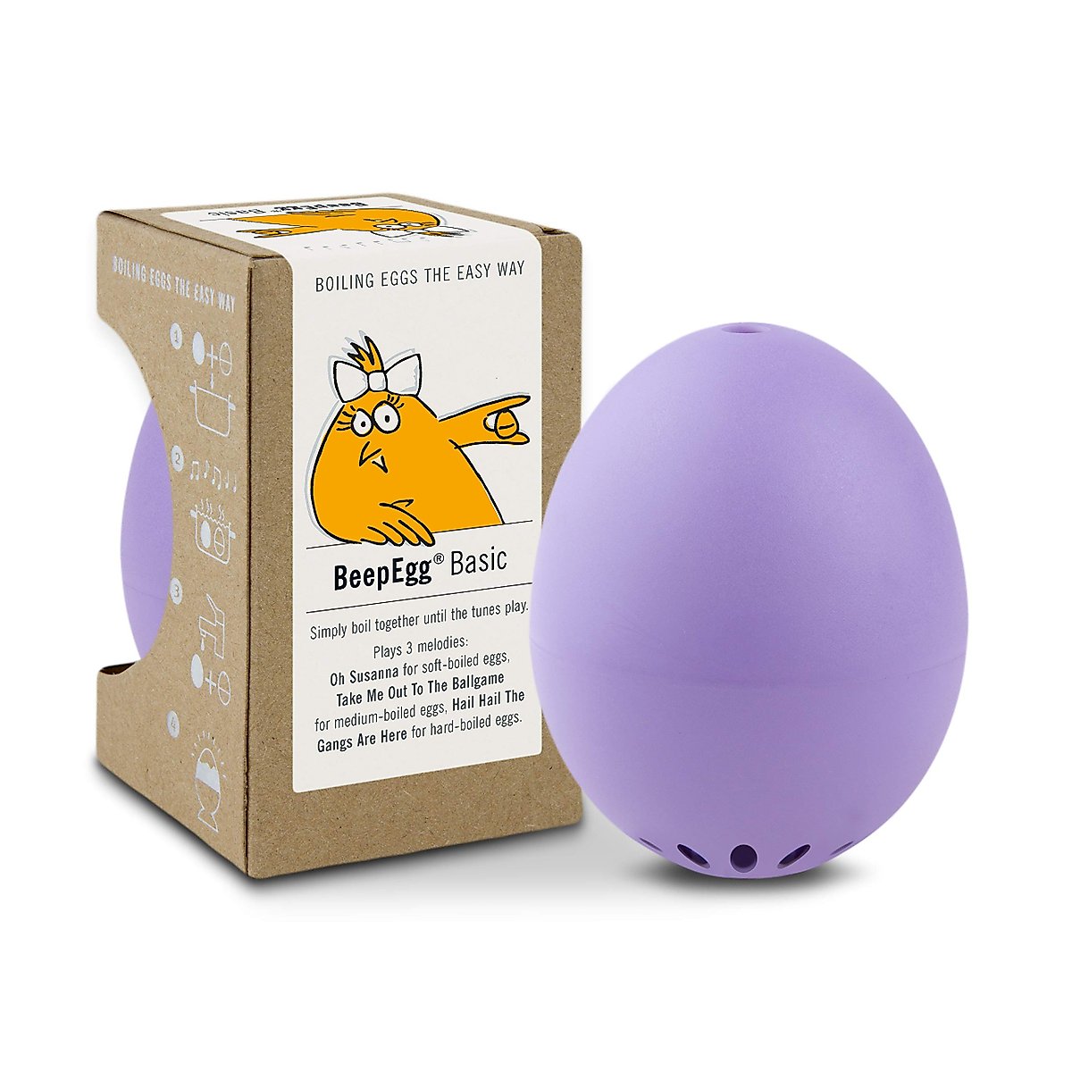 BeepEgg Basic Purple – Egg Timer for Boiling Eggs – Musical Egg Cooker for Soft, Medium, Hard Boiled Eggs – Food Safe – Singing Floating Egg Timer – Egg Cooker for 3 Levels of Doneness - Brainstream