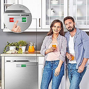 Dishwasher Magnet, Clean Dirty Sign Indicator for Dishwasher Easy to Read and Strong Slide for Changing Signs, Sleek and Convenient Design, Heavy Duty Magnet with Optional Stickers