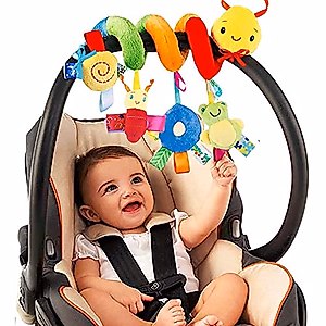Baby Crib Hanging Rattles Toys - Infant Baby Worm Crib Bed Around Rattle Bell Cartoon Insect Spiral Hanging Toy with Ringing Bell for Infants Bed Stroller Car Seat Bar for Babies Boys and Girls