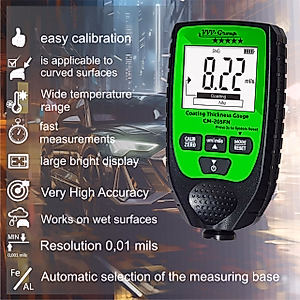 Paint Thickness Meter CM-205FN | Best Mil Coating Depth Gauge Tester for Cars with Resol 0.01mil | F/NF Measuring